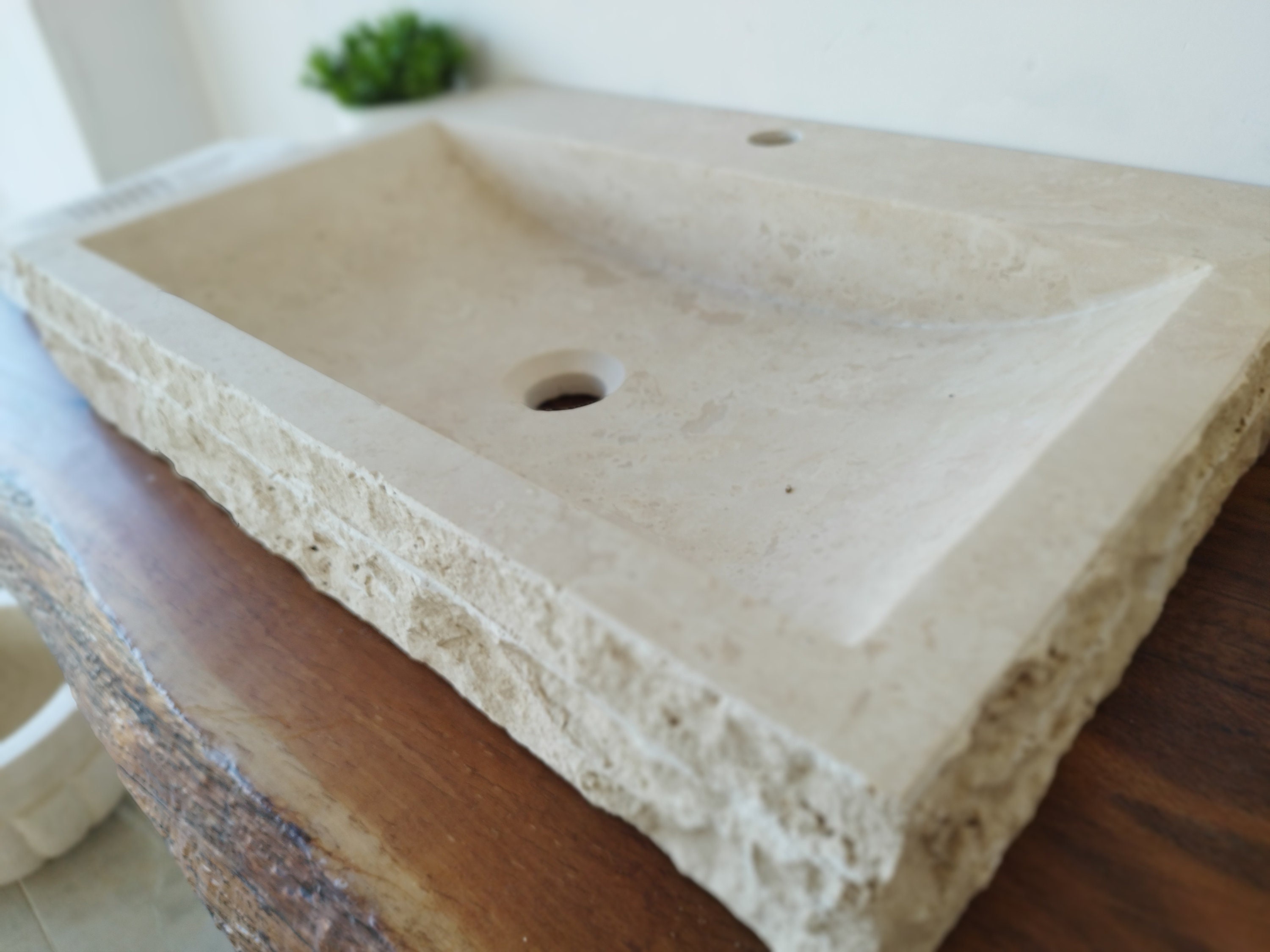 Travertine Bathroom Sink Vanity Top Sink Rectangle Sink - Etsy Australia