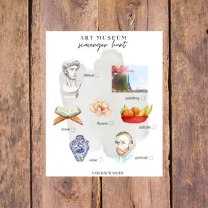 Art Museum Scavenger Hunt, Printable Instant Download Watercolor for ...