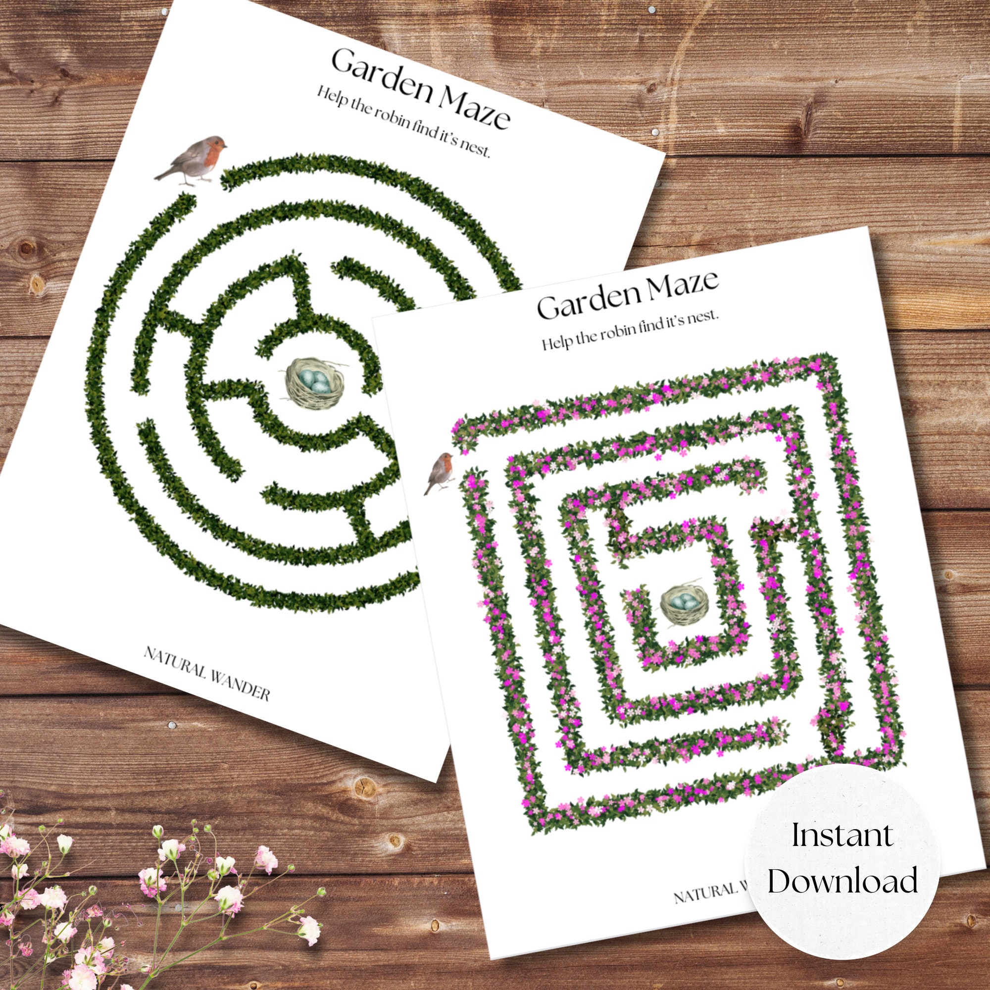 Spring Maze Game, 10 Mazes, Montessori Activity, Hands-on Kids Activity ...