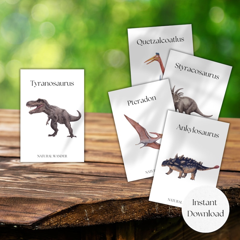Dinosaur Flashcards, Printable, Instant Downloads, Watercolor Dinosaurs ...