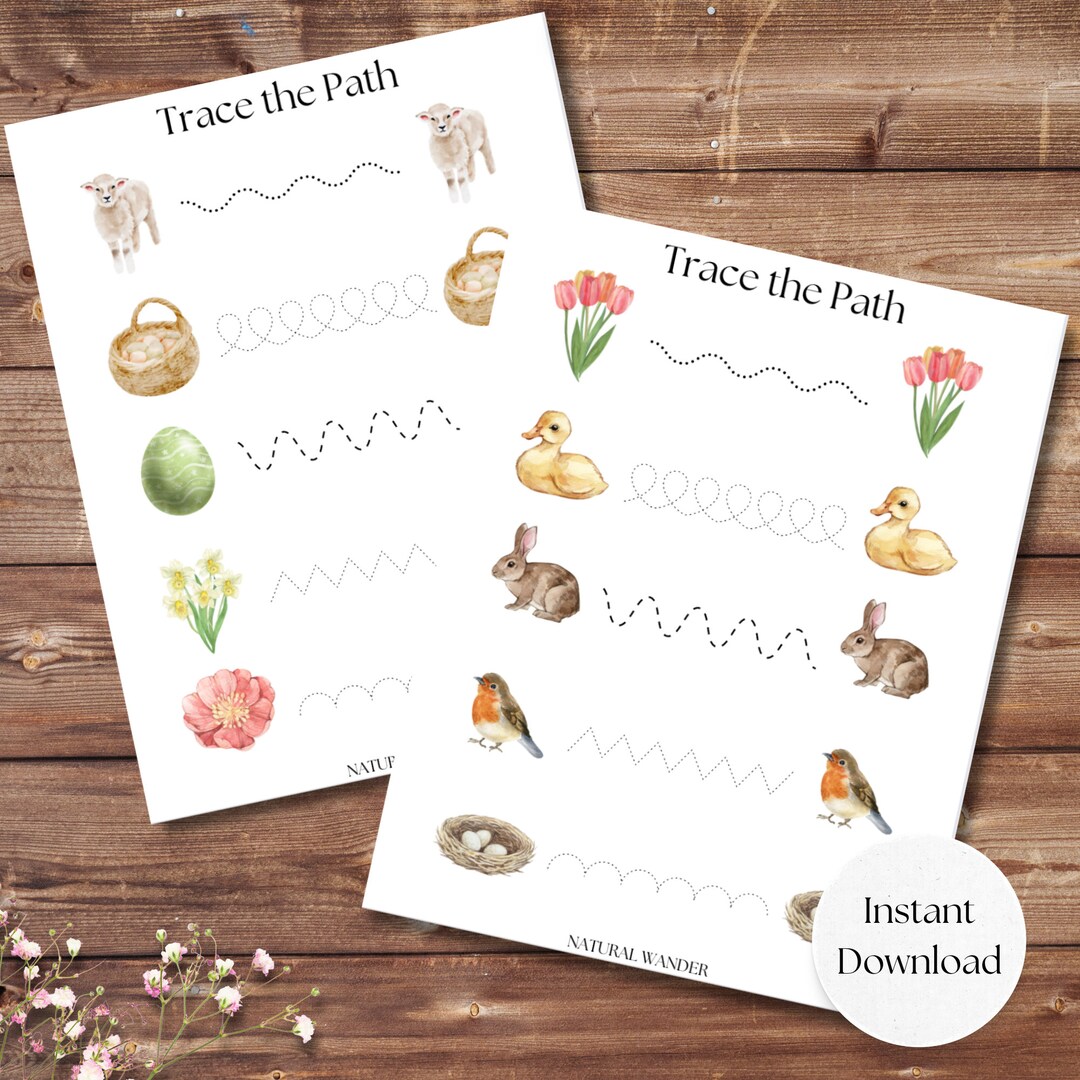 Spring Trace the Path Activity, 2 Sheets, Montessori Activity, Hands-on ...