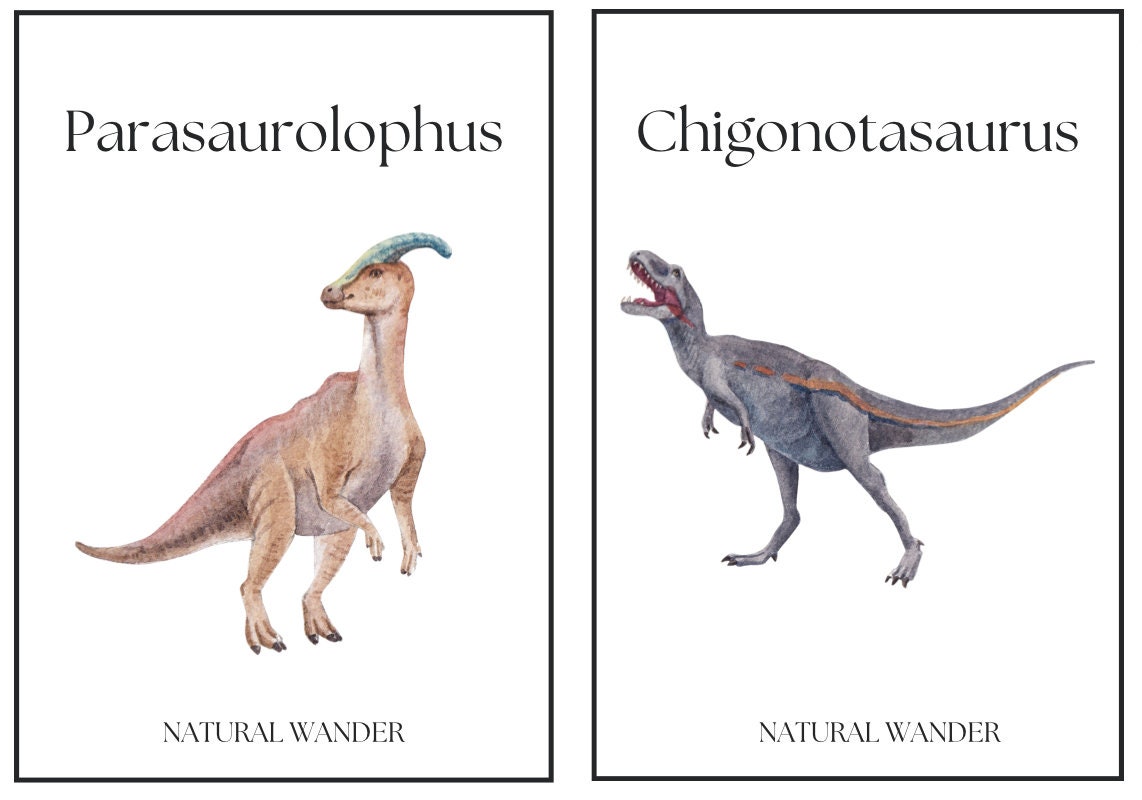 Dinosaur Flashcards, Printable, Instant Downloads, Watercolor Dinosaurs ...