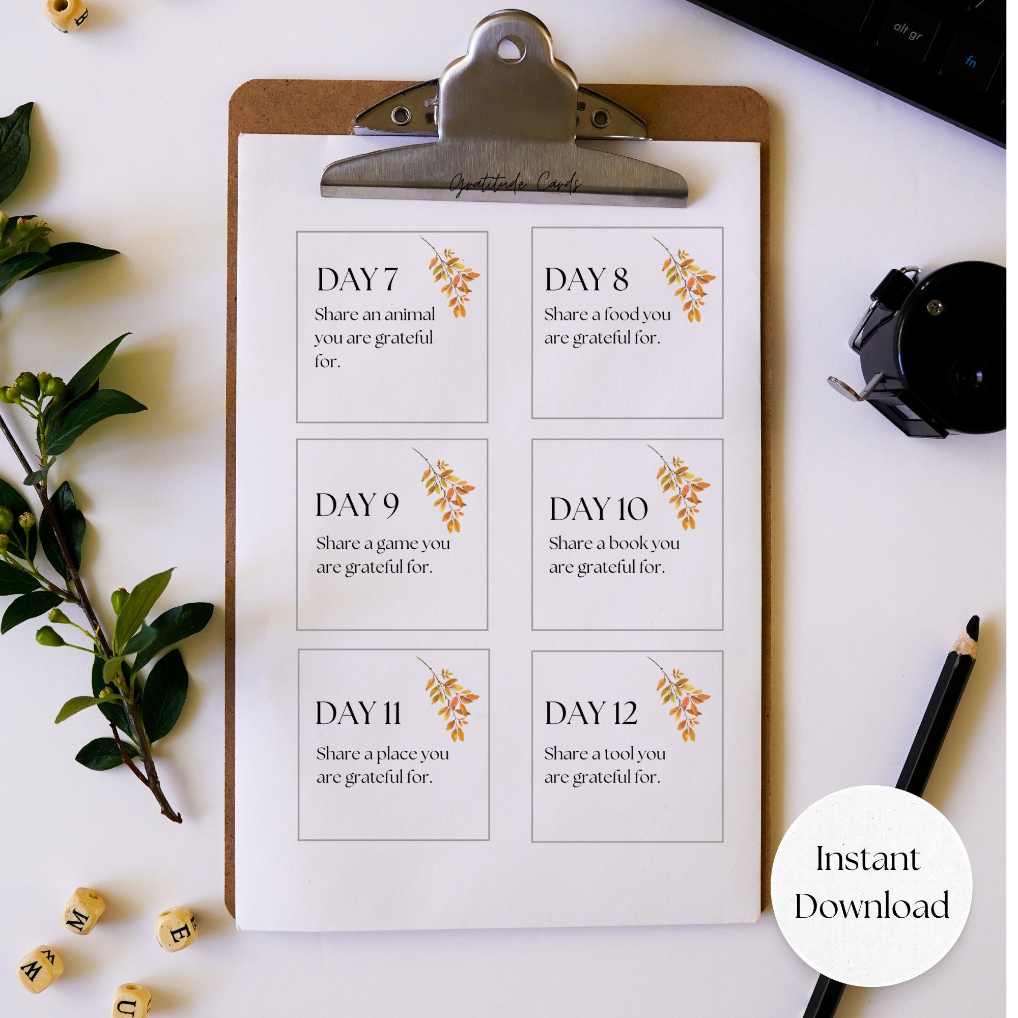 30 Days of Thanksgiving, Printable, Card Set, Family Game, Thankful ...