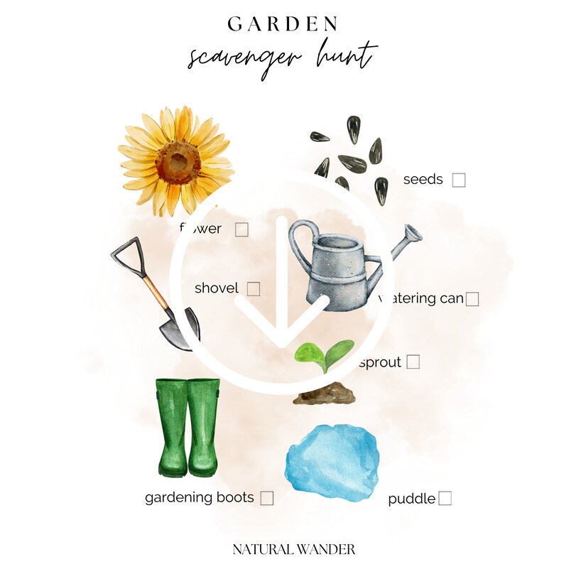 Garden Scavenger Hunt Printable Instant Download Watercolor - Etsy