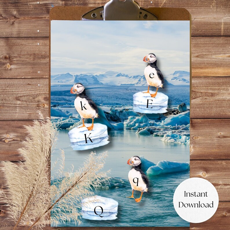 Artic Puffin Letter Match for Kids, ABC Matching Game - Etsy