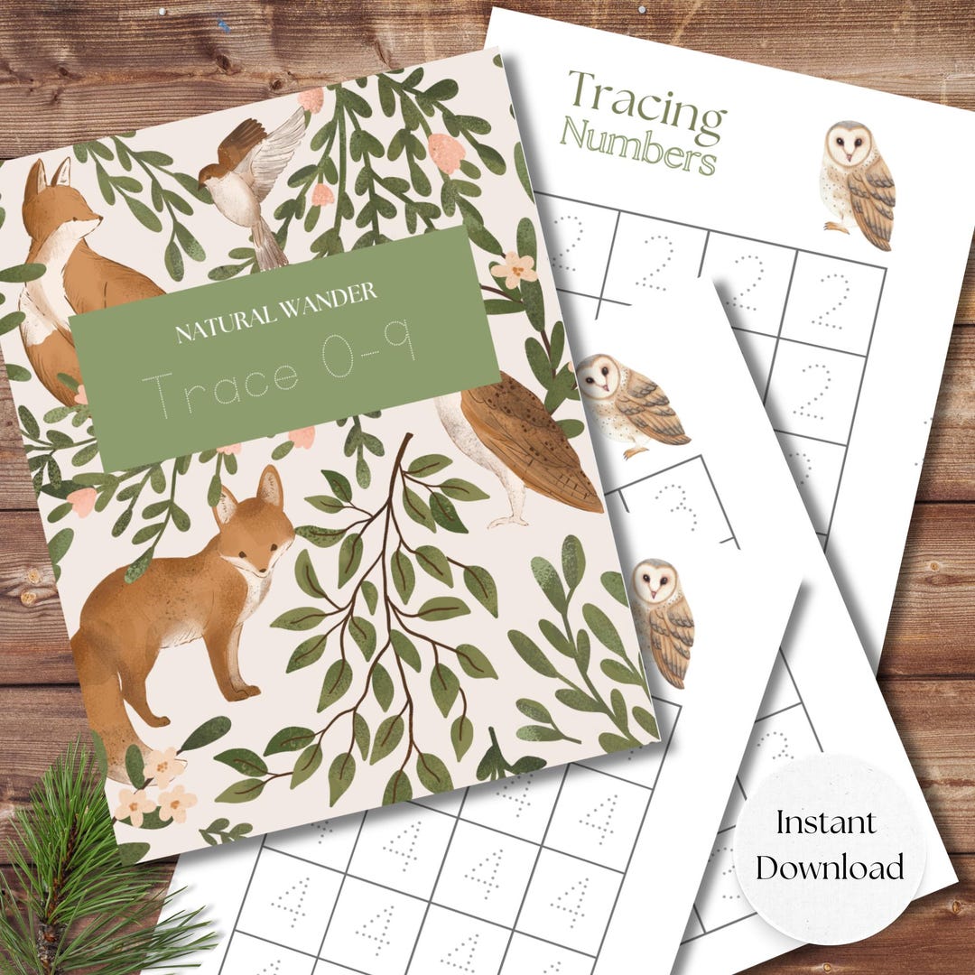 Number Tracing 0-9: Woodland Watercolor Print (instant Download) - Etsy