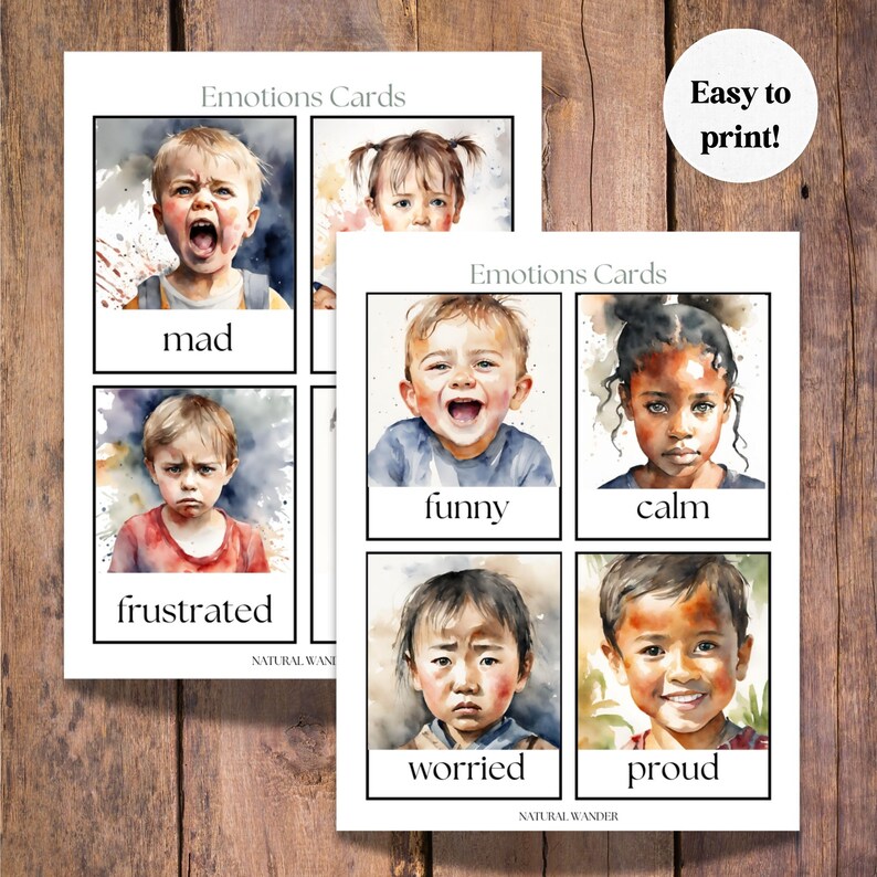 Emotion Cards, 20 Printable, Instant Download, Learning Emotions ...