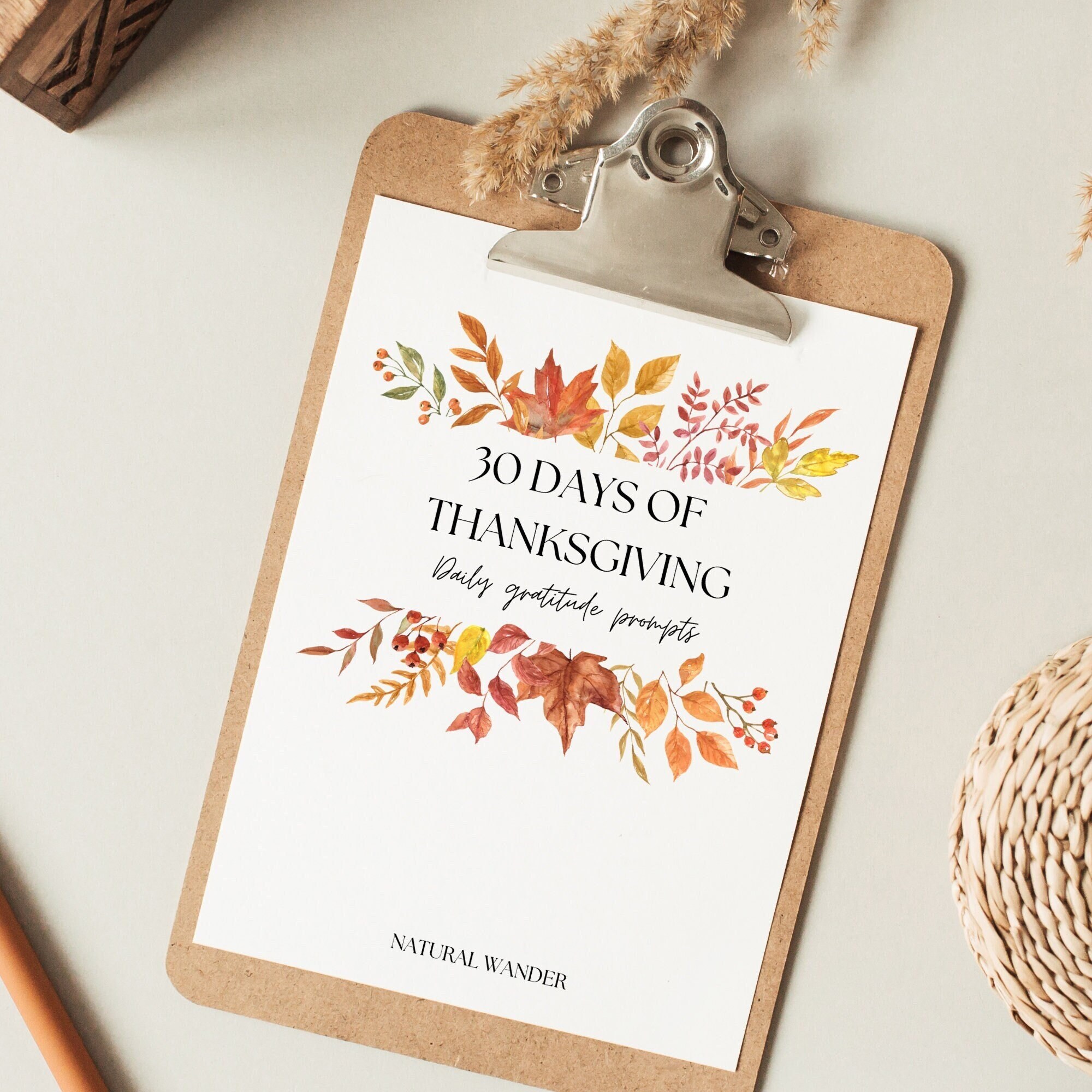 30 Days of Thanksgiving, Printable Digital Download, Family Gratitude ...