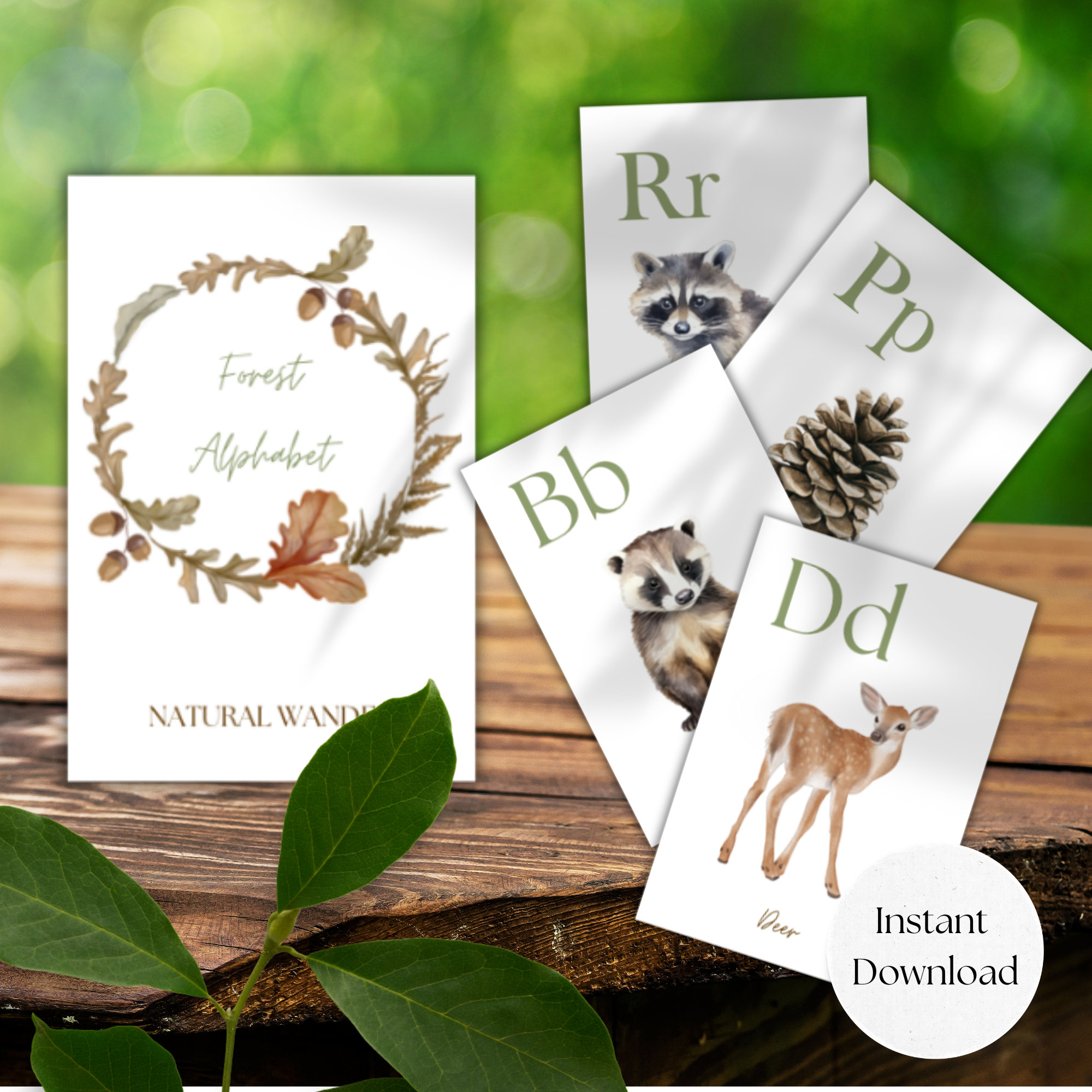 Alphabet Cards, Printable Instant Download, Abcs for Kids, Watercolor ...