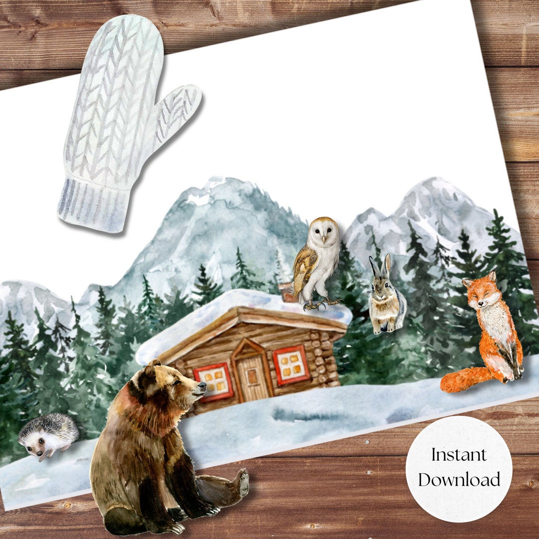 The Mitten Story Play Set, Ukrainian Folk Tale, Printable Story Game ...