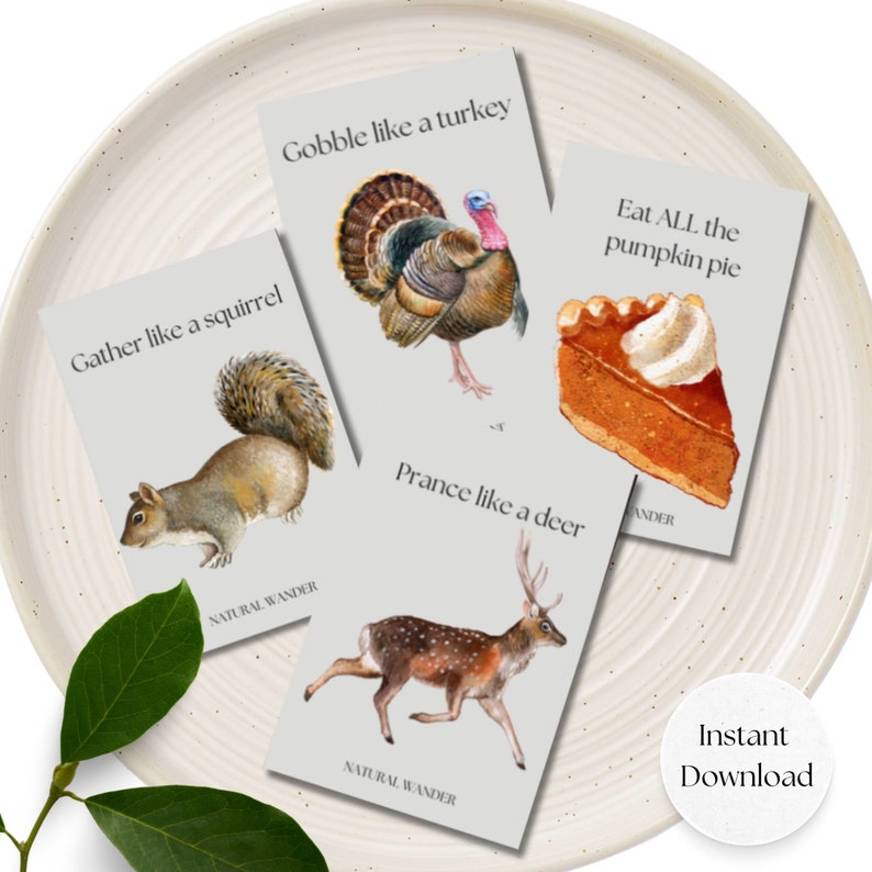 Movement Cards, Printable, Instant Download, Thanksgiving Game, Nature ...