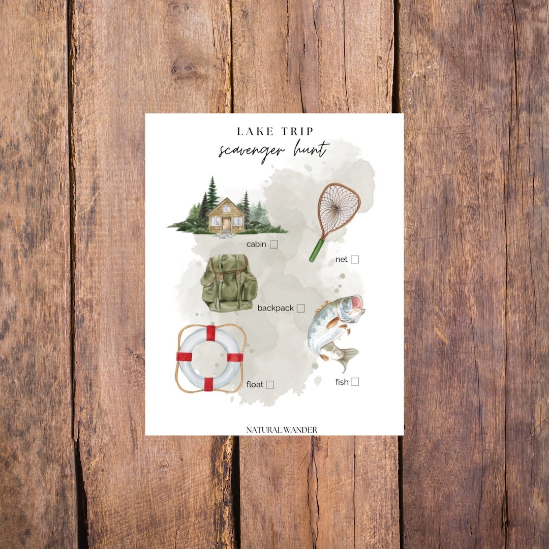 Lake Trip Scavenger Hunt, Printable Instant Download Watercolor for ...