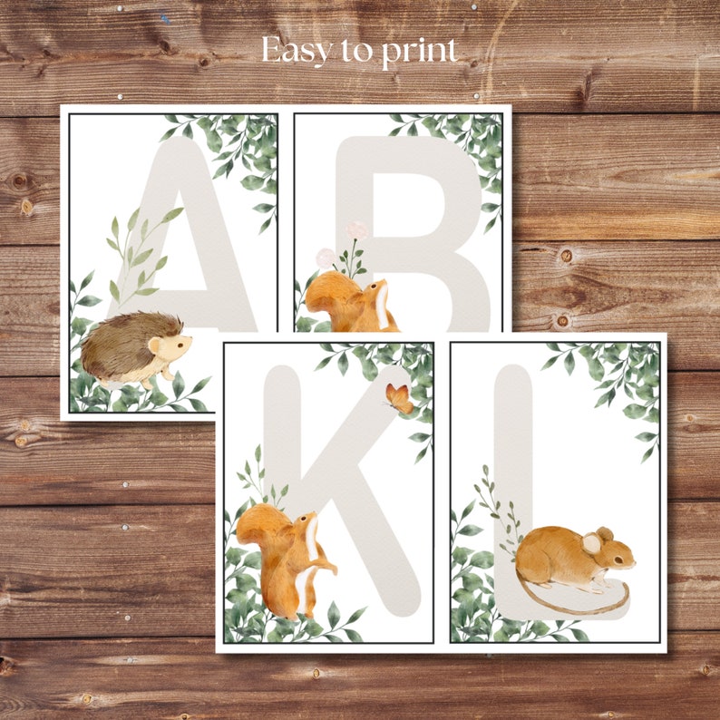 Alphabet Cards, ABC, 24 Printable, Instant Download, Watercolor ...