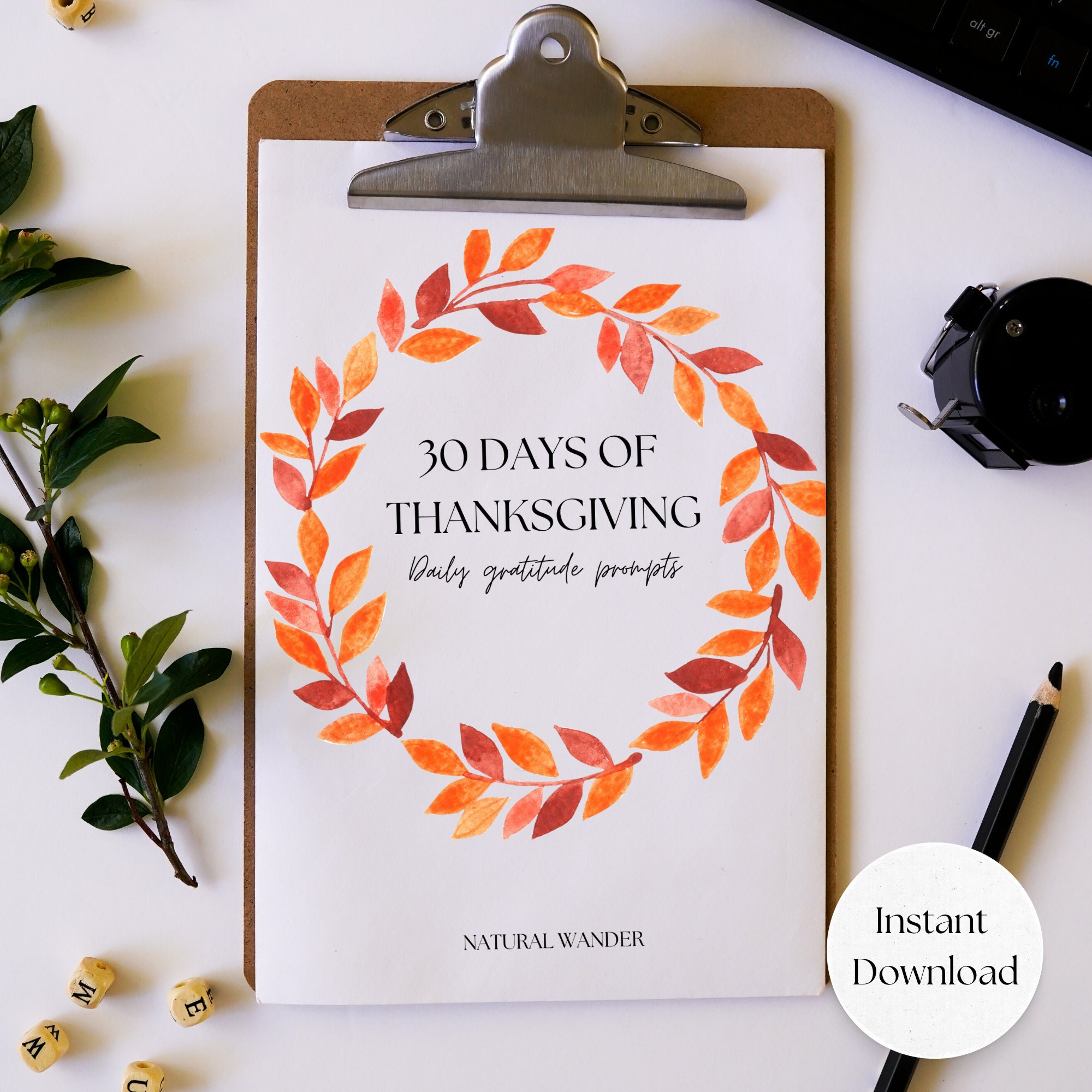 30 Days of Thanksgiving, Printable, Card Set, Digital Download ...