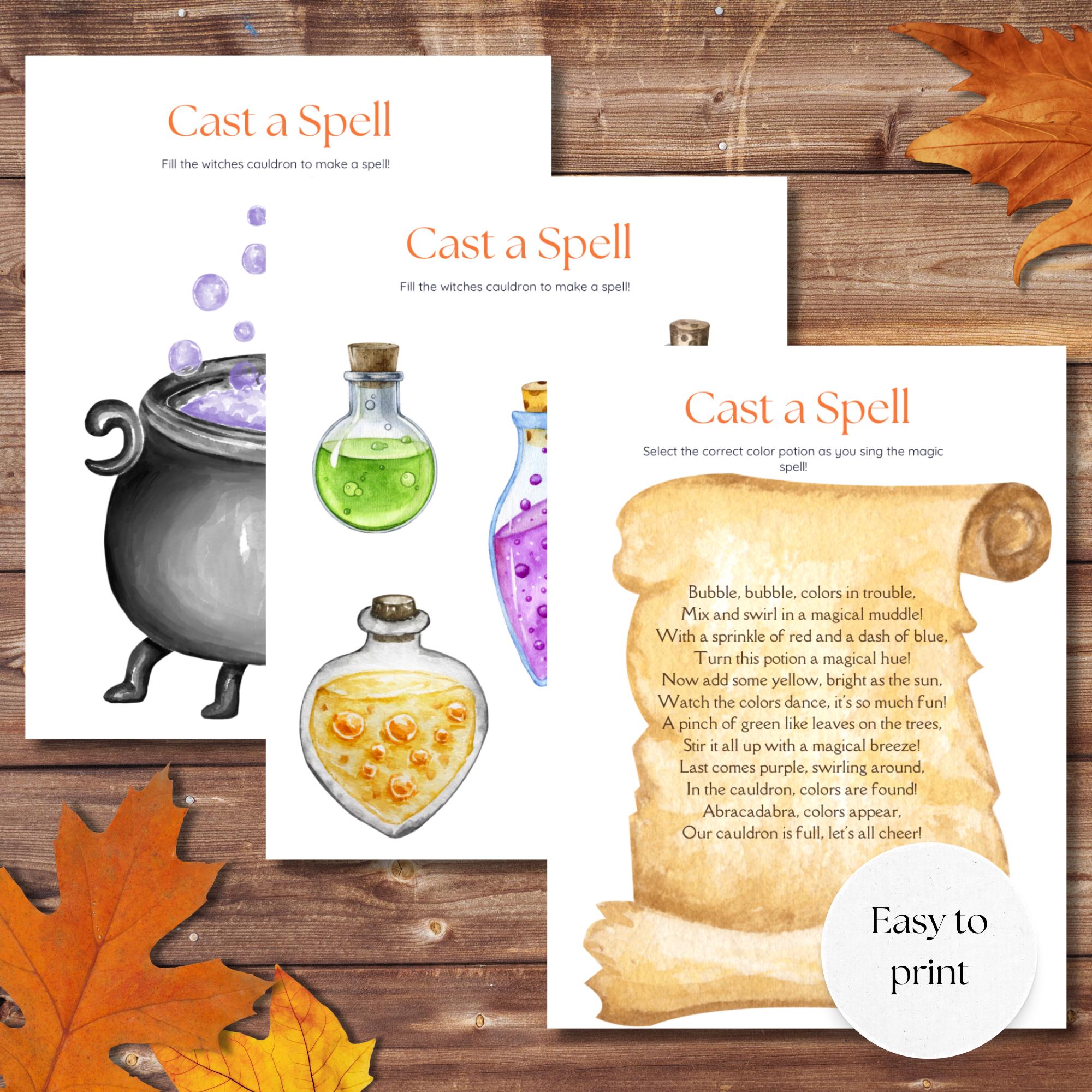 Magic Spell Game, Printable Instant Download Watercolor Activities for ...