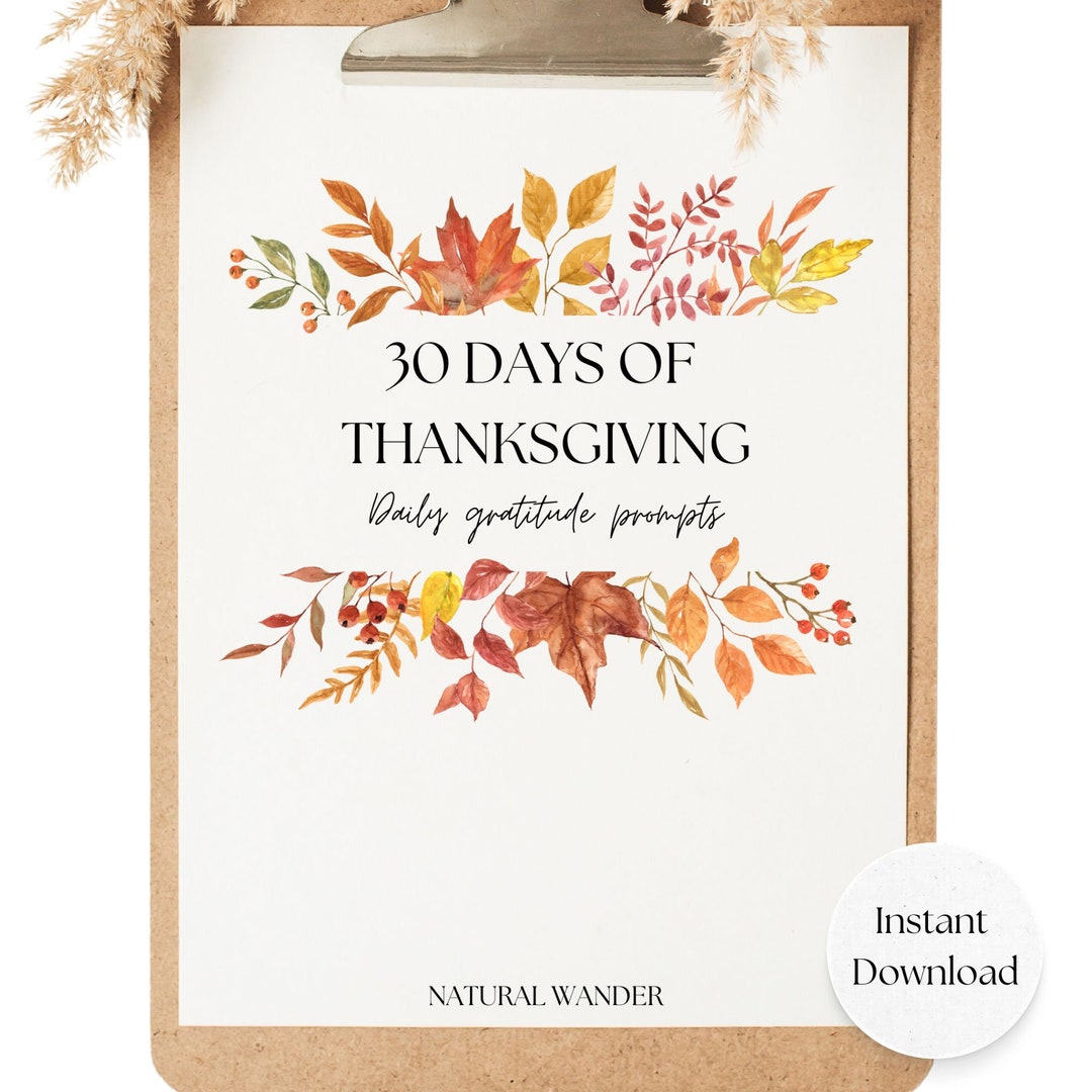 30 Days of Thanksgiving, Printable Digital Download, Family Gratitude ...
