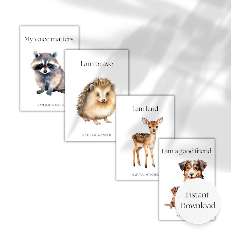 Woodland Animals Affirmation Cards: Watercolor Prints (digital Download ...