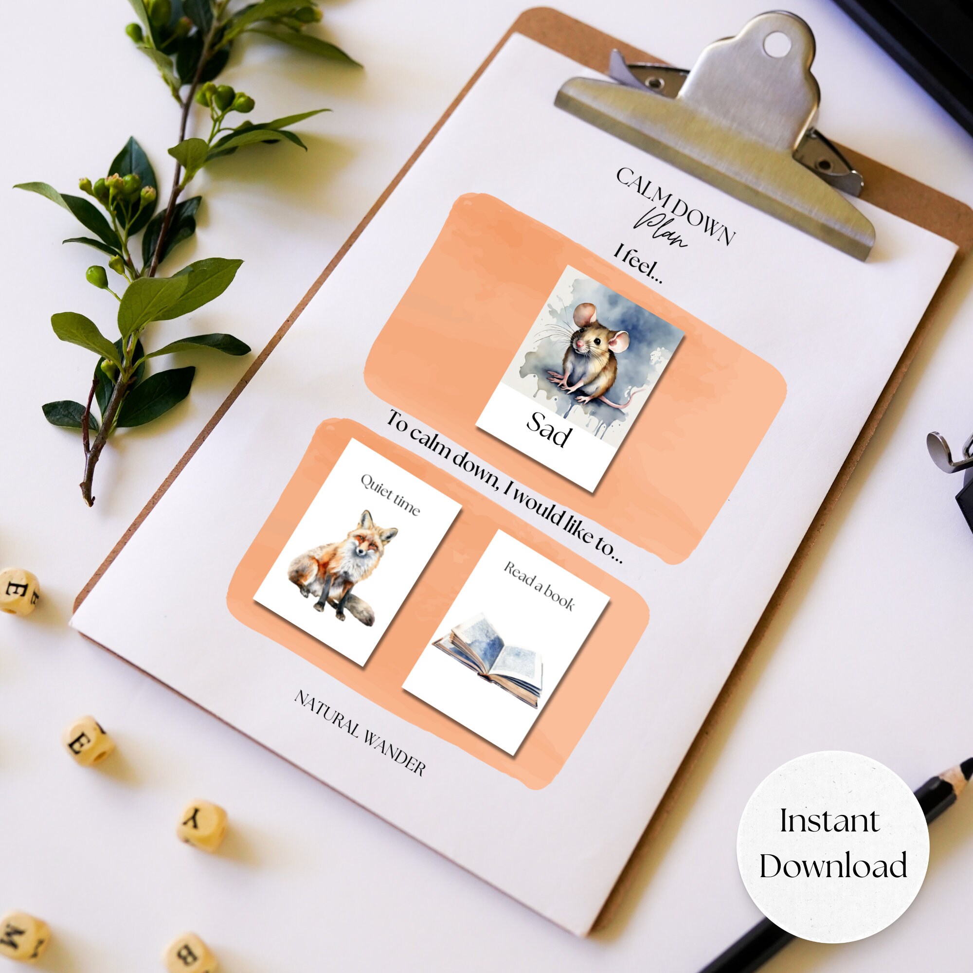 Calm Down Corner Kit, Instant Download, Printable Watercolor for Kids ...