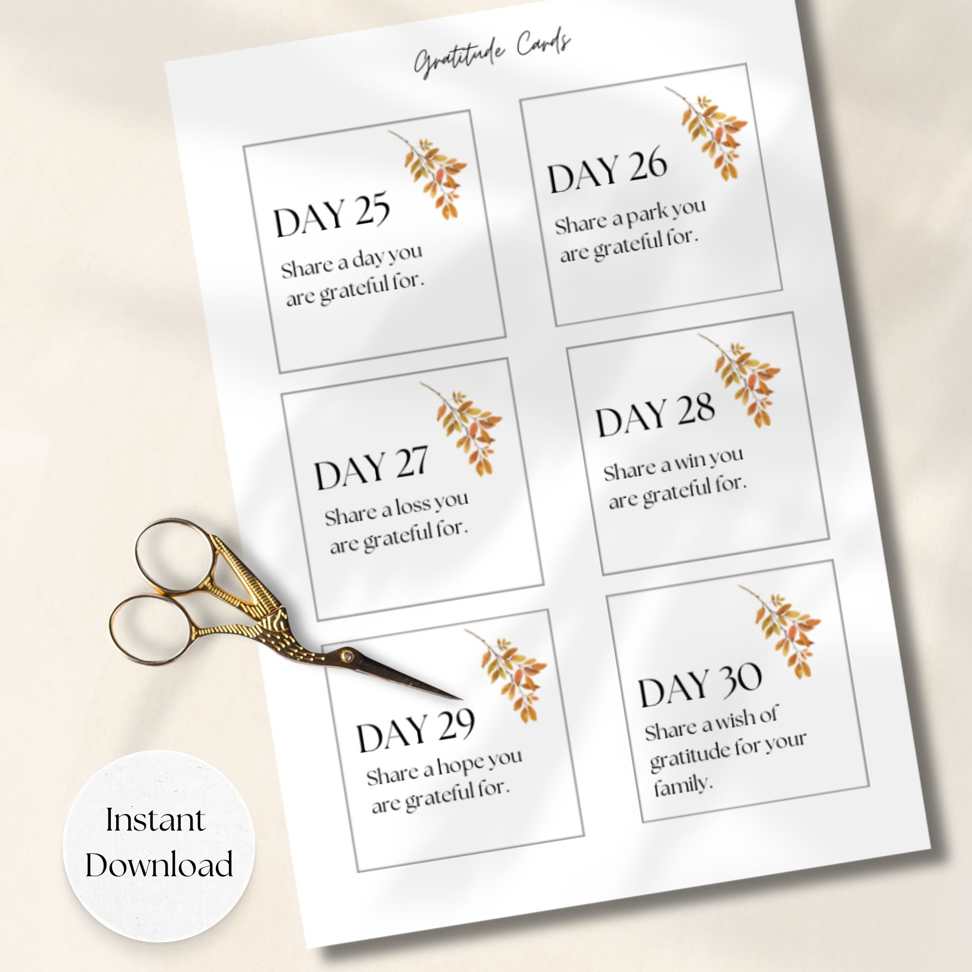 30 Days of Thanksgiving, Printable, Card Set, Thankful Tree, Family Fun ...