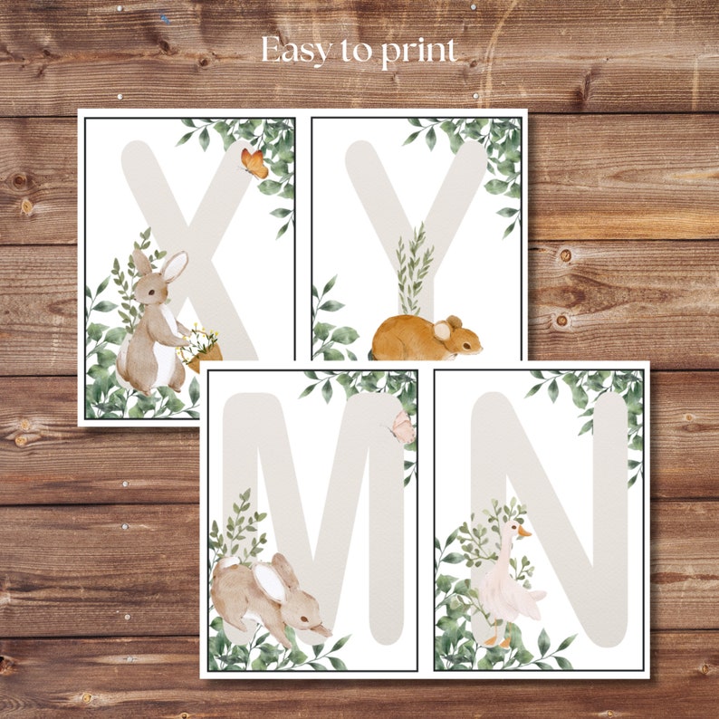 Alphabet Cards, ABC, 24 Printable, Instant Download, Watercolor ...