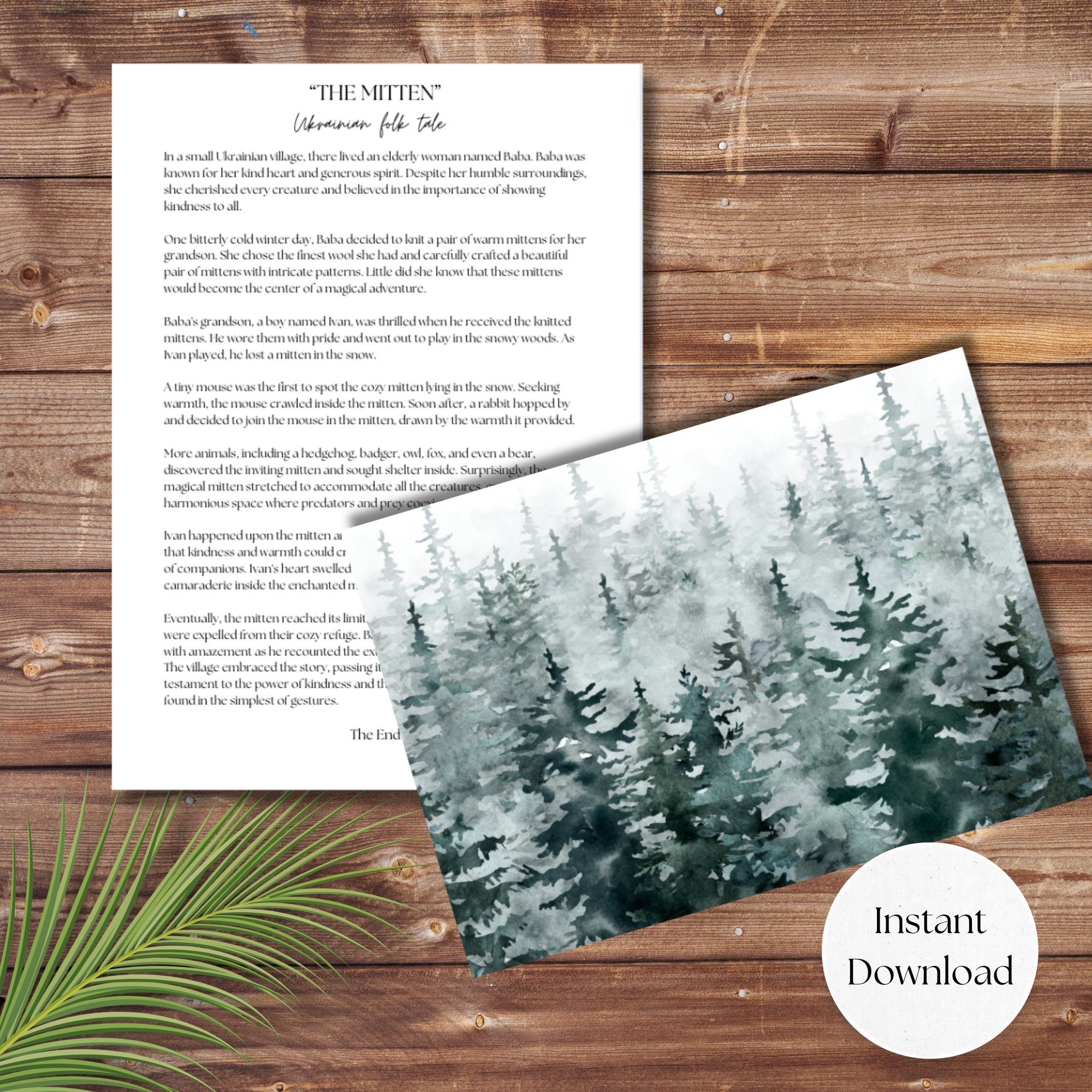 The Mitten Story Play Set, Ukrainian Folk Tale, Printable Story Game ...