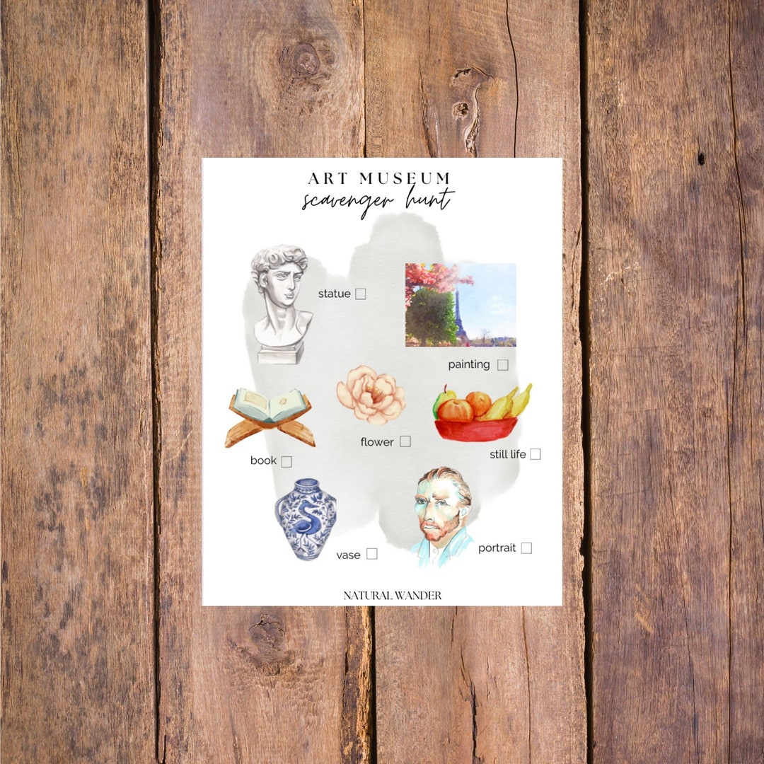 Art Museum Scavenger Hunt, Printable Instant Download Watercolor for ...