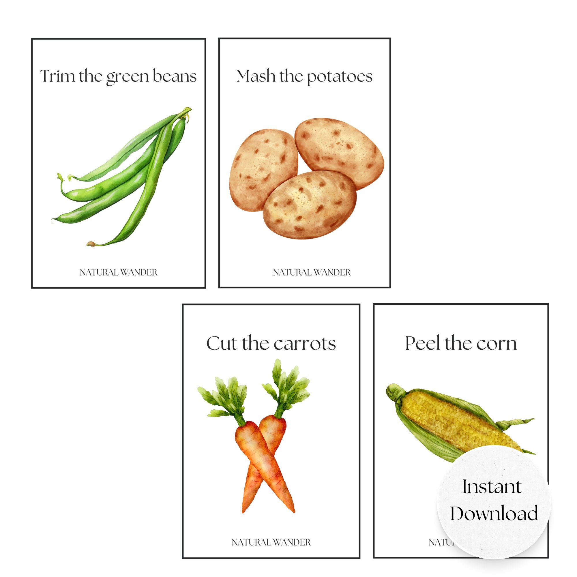 Movement Cards, Printable, Instant Download, Thanksgiving Game, Nature ...