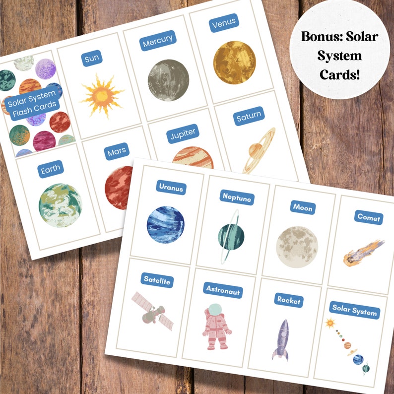 Phases of the Moon Activity Unit, Bonus Solar System Cards, for ...