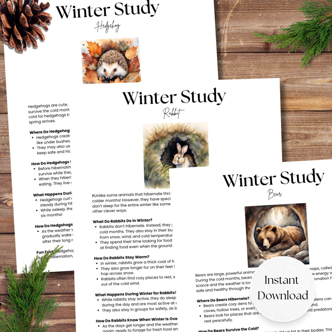 Winter Study Unit: Animal Survival Study, 11 Animal Exercises ...