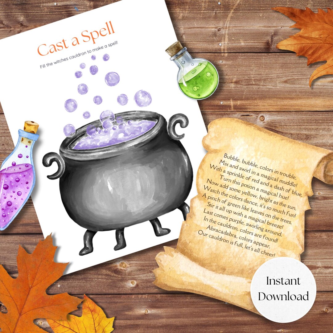 Magic Spell Game, Printable Instant Download Watercolor Activities for ...