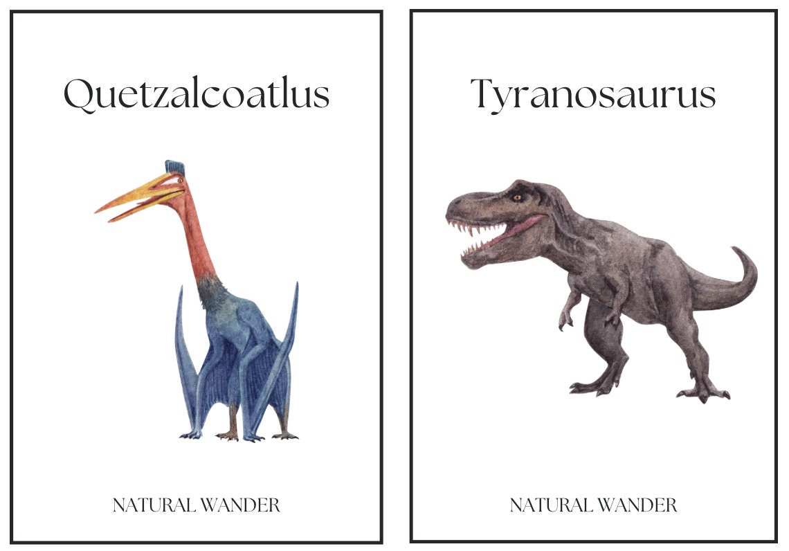 Dinosaur Flashcards, Printable, Instant Downloads, Watercolor Dinosaurs ...
