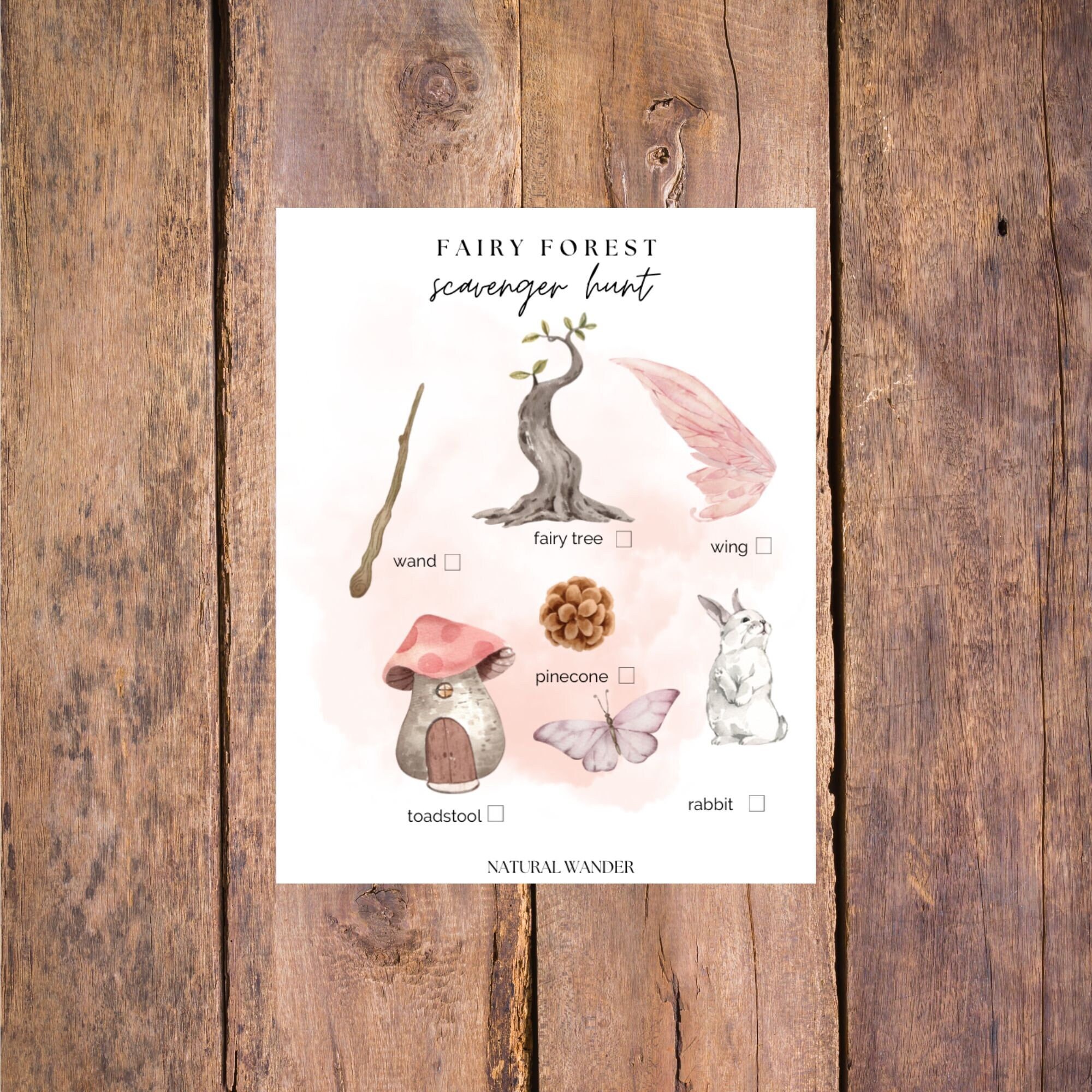 Fairy Nature Scavenger Hunt, Printable Instant Download Watercolor for ...