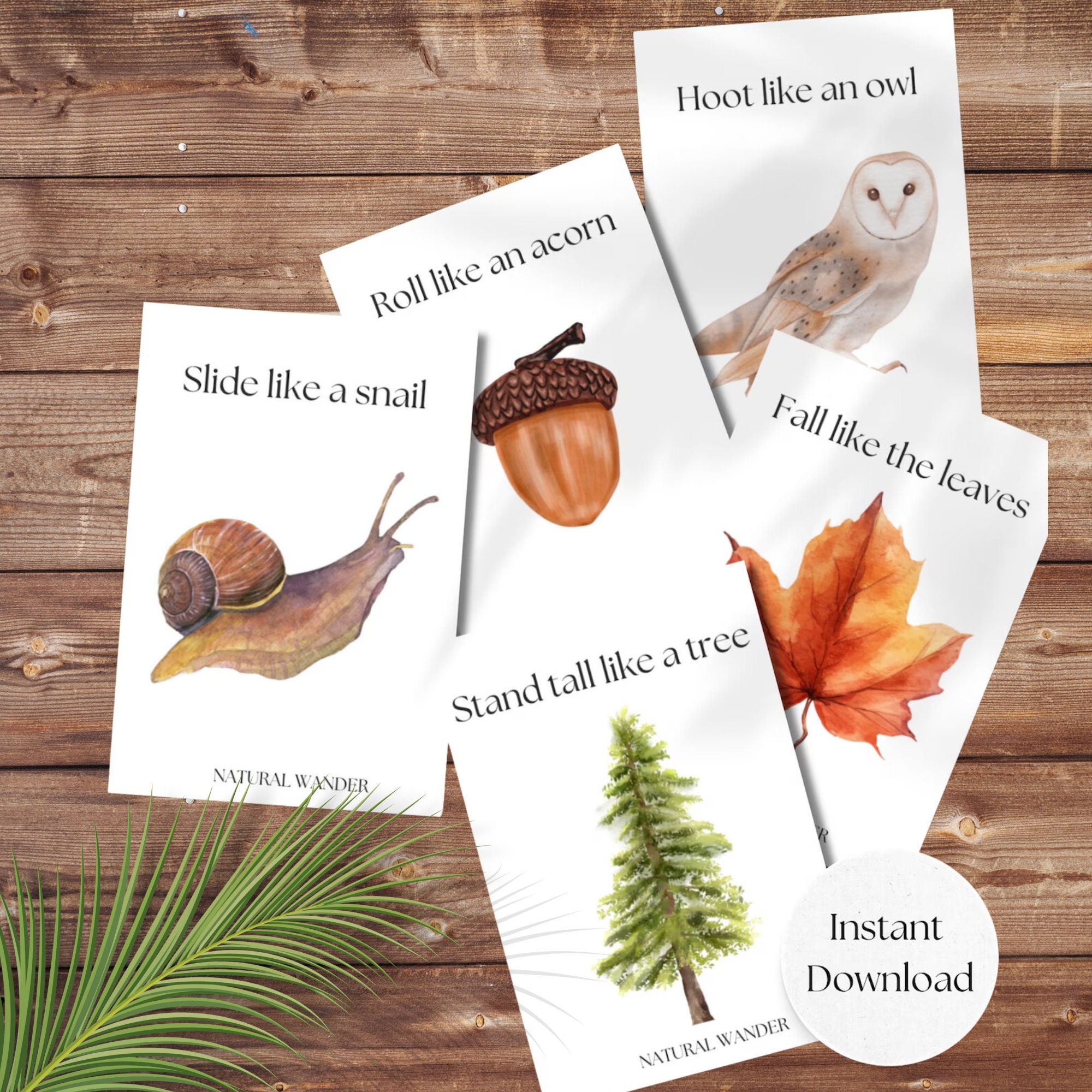 Movement Cards, 20 Printable, Instant Download, Fall Game, Nature Game ...