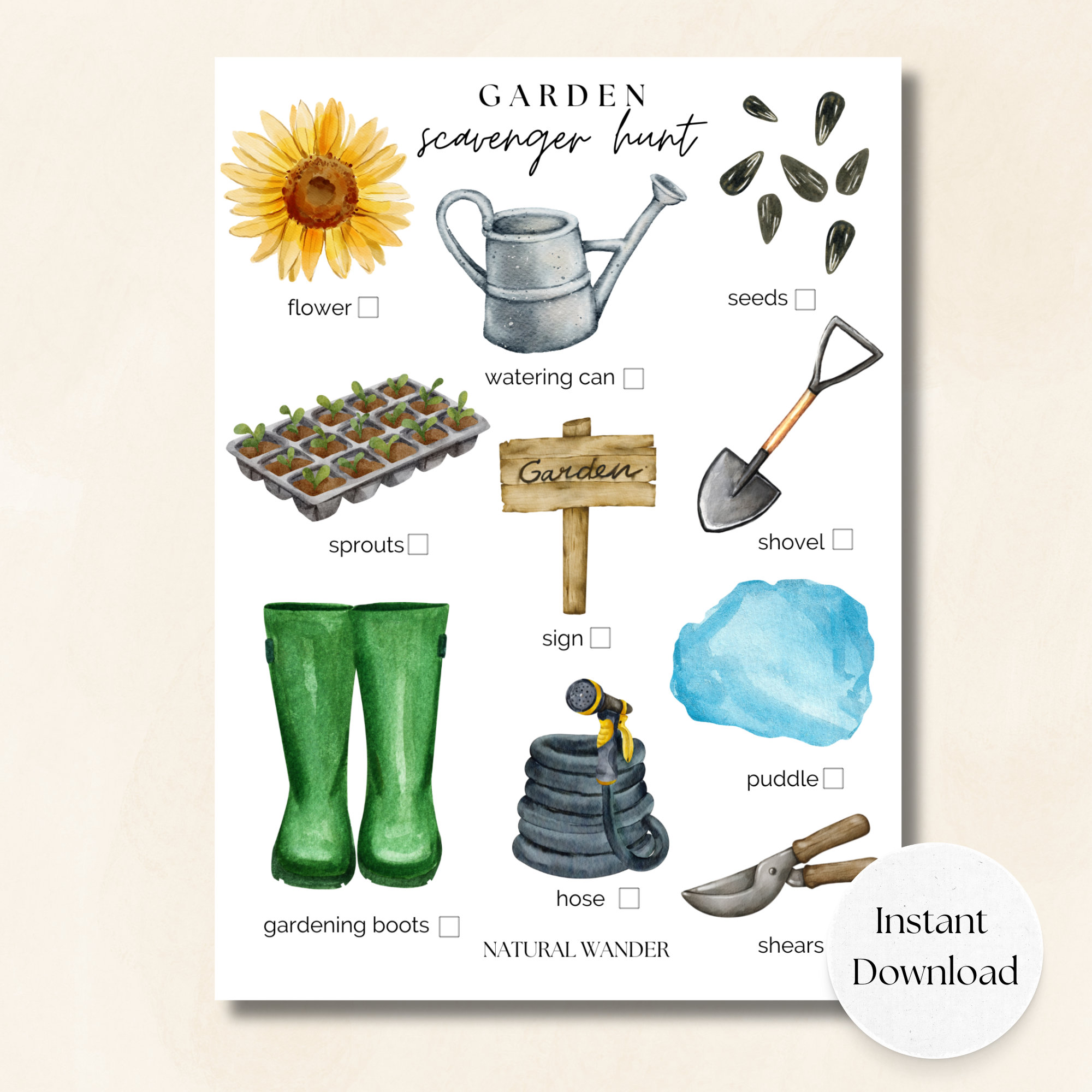 Garden Scavenger Hunt Outdoorsy Game Nature Kids Outdoor - Etsy