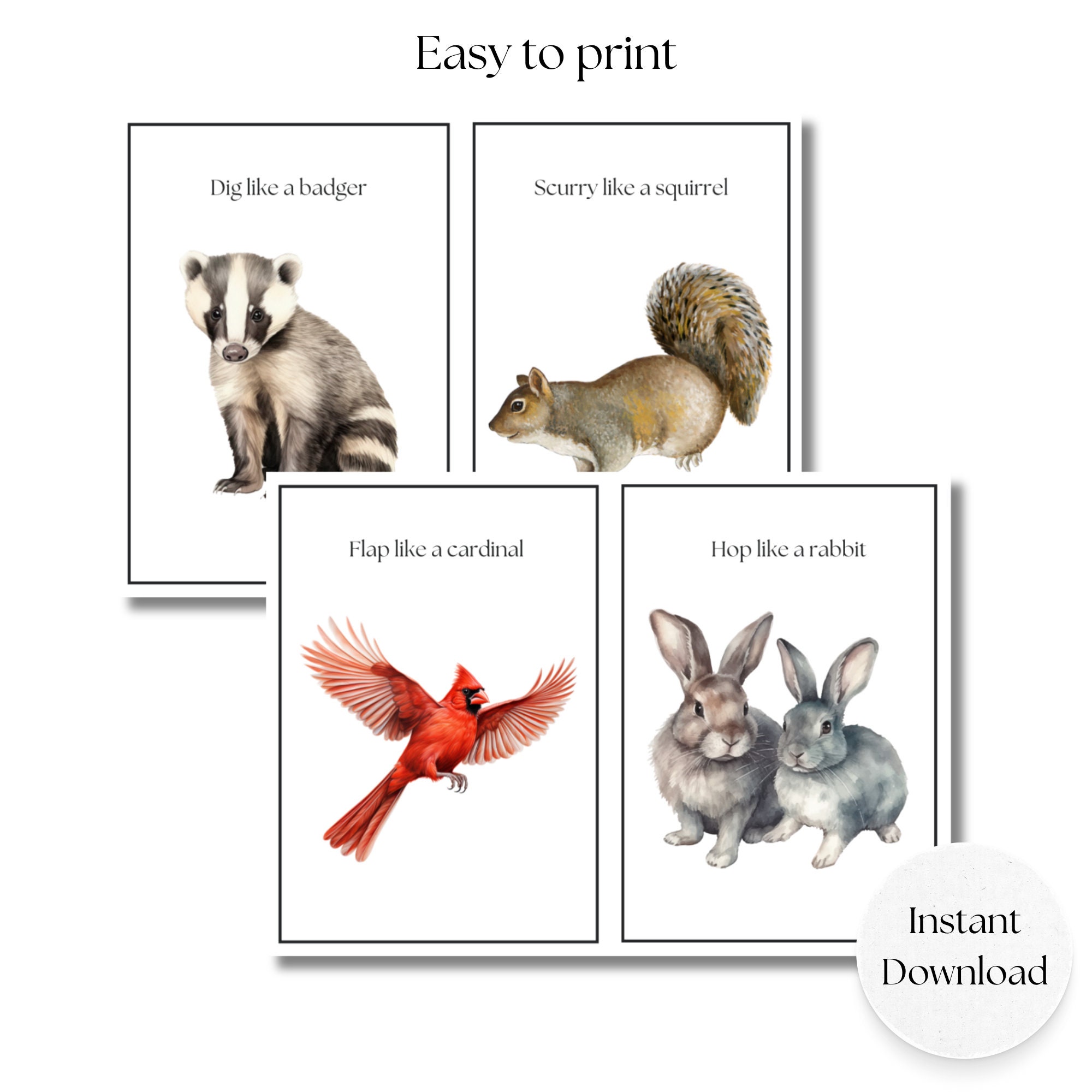 Movement Cards for Kids, 20 Printable, Instant Download, Winter Game ...