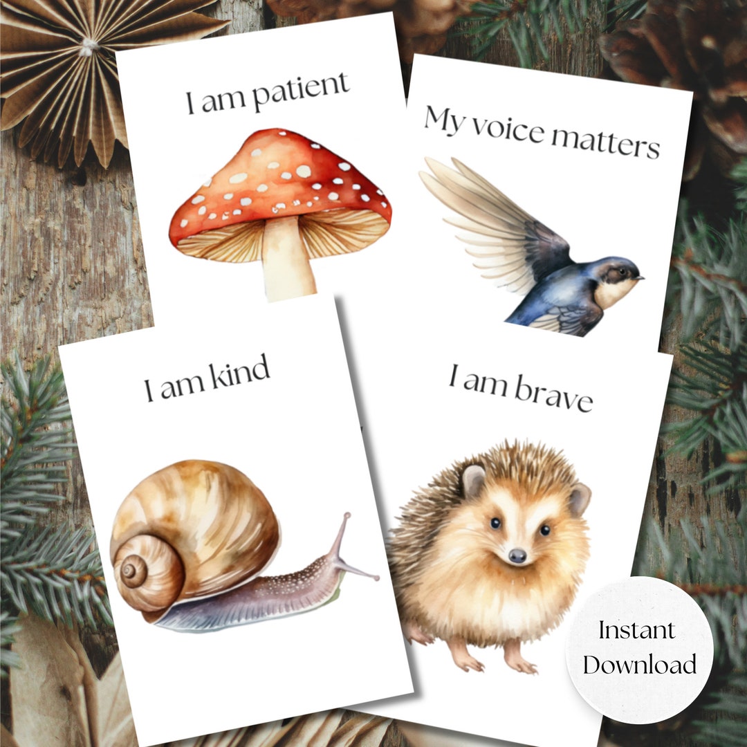 Watercolor Woodland Affirmation Cards: Kids Emotions, Printable ...