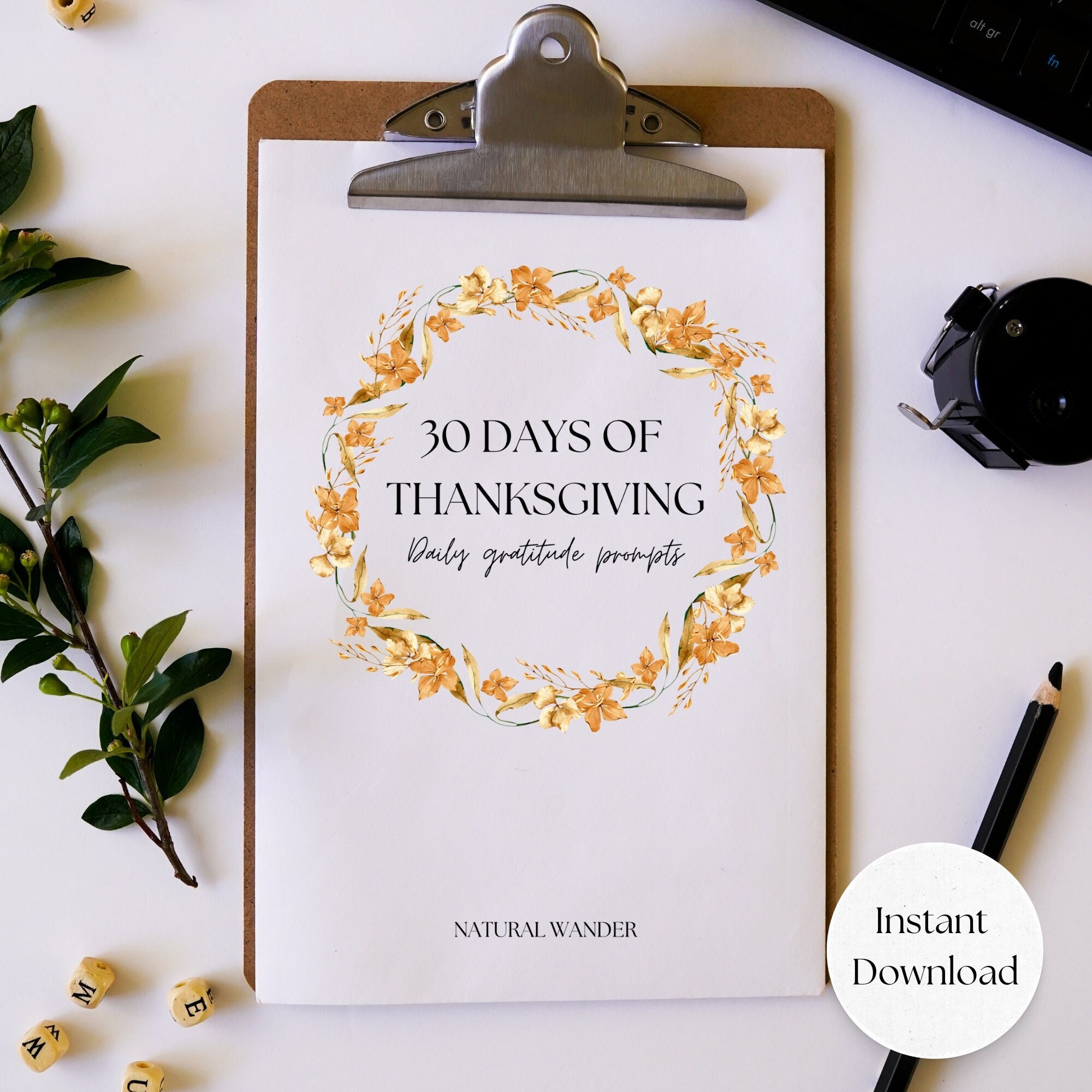 30 Days of Thanksgiving, Printable Digital Download, Family Gratitude ...