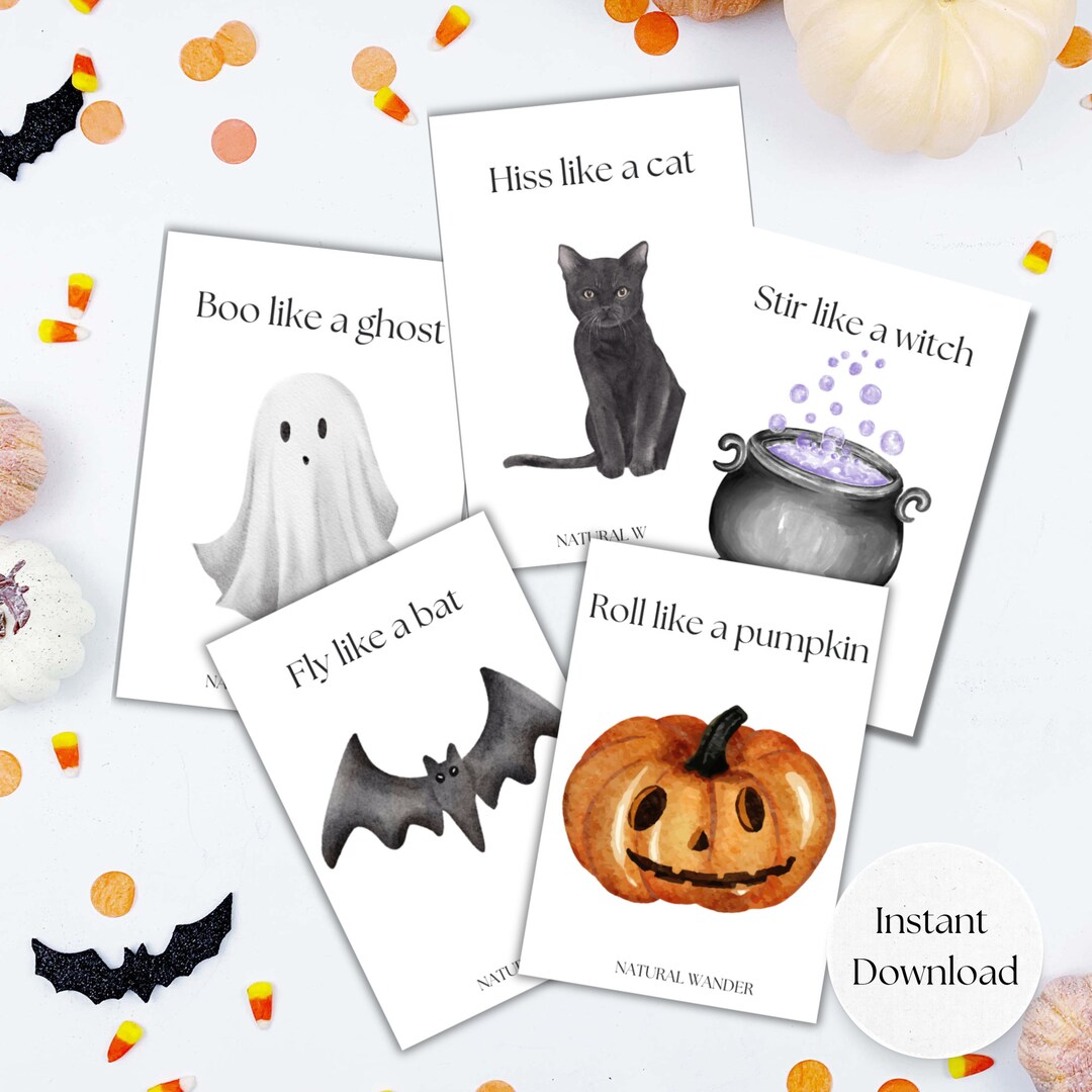 Halloween, Movement Cards, Printable, Instant Download, Homeschool ...