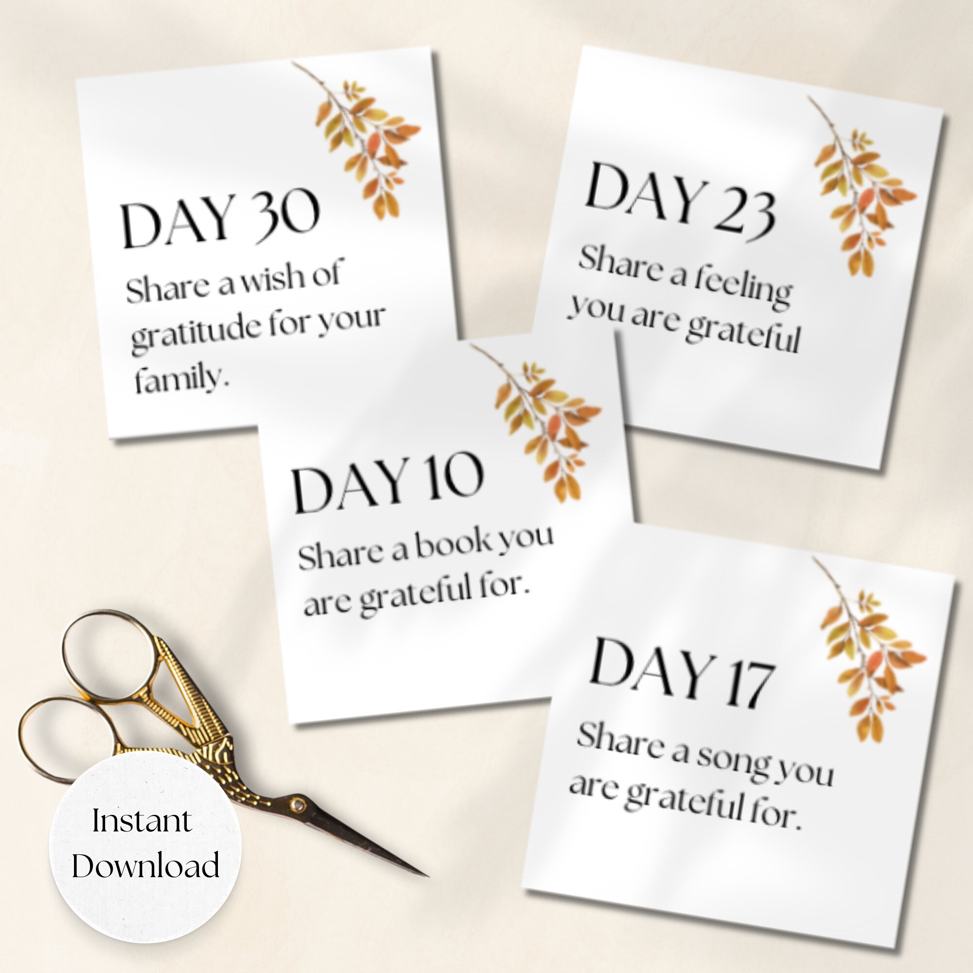 30 Days of Thanksgiving, Printable, Card Set, Thankful Tree, Family Fun ...