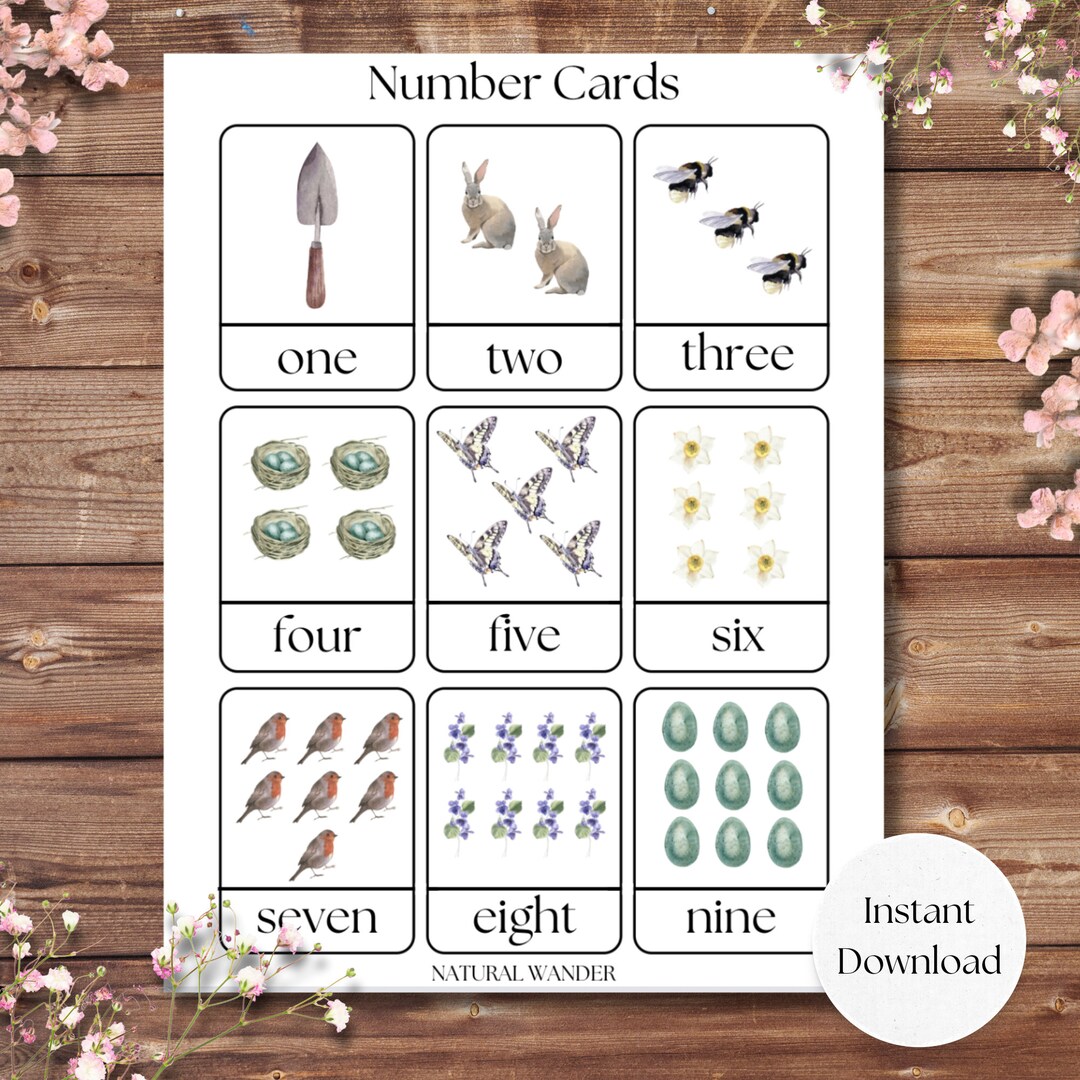 Spring Number Cards, 9 Cards, Montessori Activity, Hands-on Kids ...