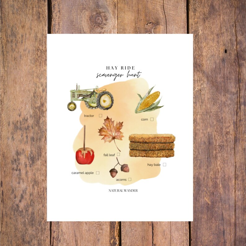 Hayride Scavenger Hunt, Printable Instant Download Watercolor for Kids ...