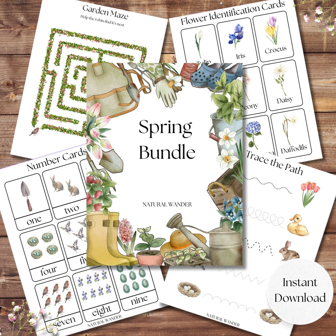 Spring Bundle, 10 Activities, Montessori Pre-school Game, Active Games ...