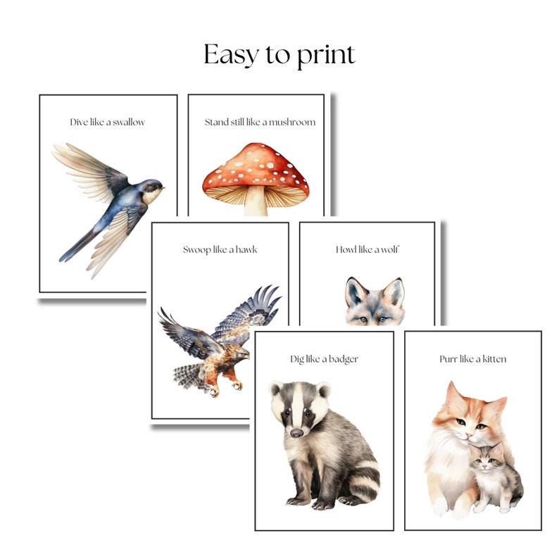 Movement Cards, 20 Printable, Instant Download, Winter Game, Nature ...