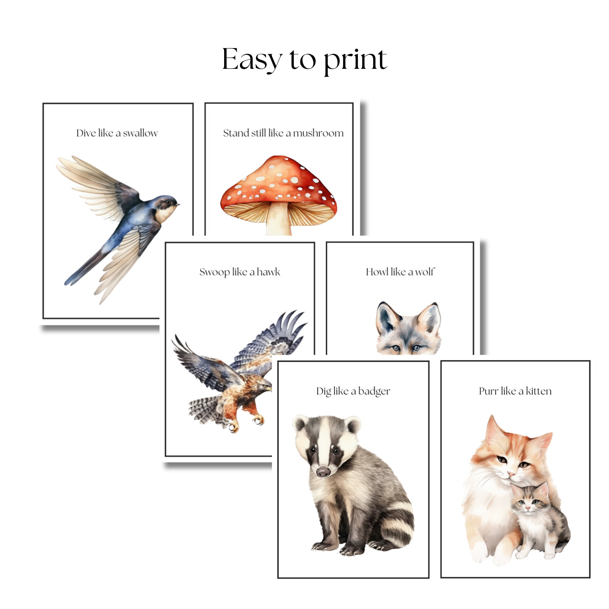 Movement Cards, 20 Printable, Instant Download, Winter Game, Nature ...