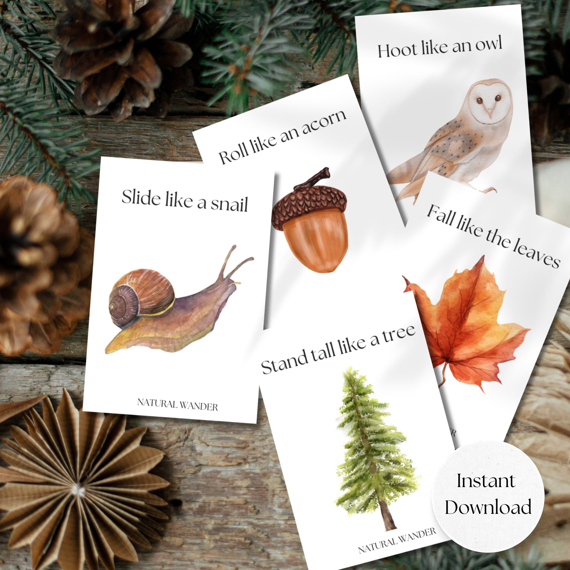 Movement Cards, 20 Printable, Instant Download, Fall Game, Nature Game ...