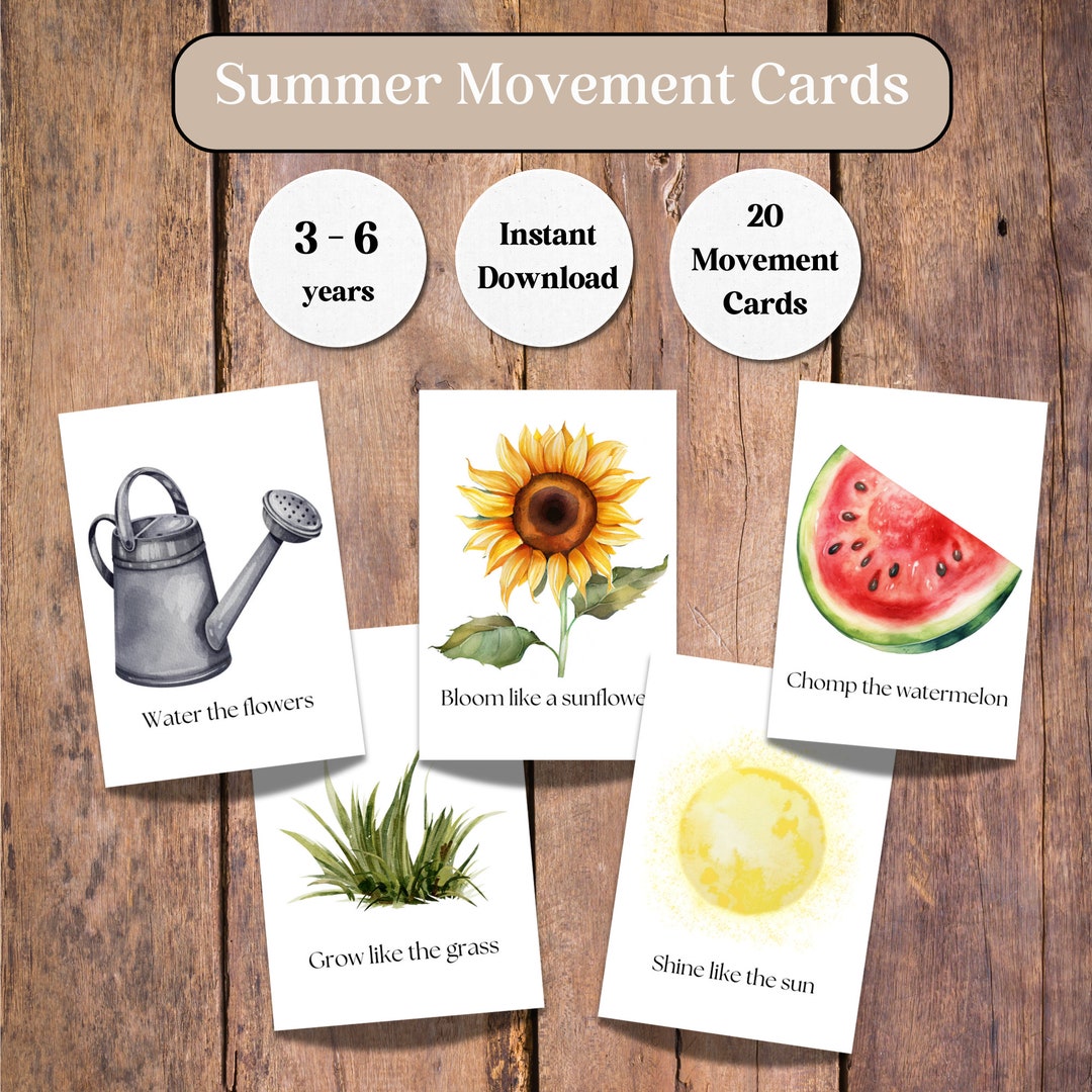 Movement Cards, 20 Printable, Instant Download, Summer Game, Nature ...