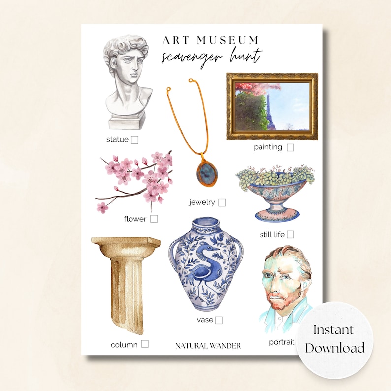 Museum Scavenger Hunt,art Museum, Learn About Art, Homeschool Artlesson ...