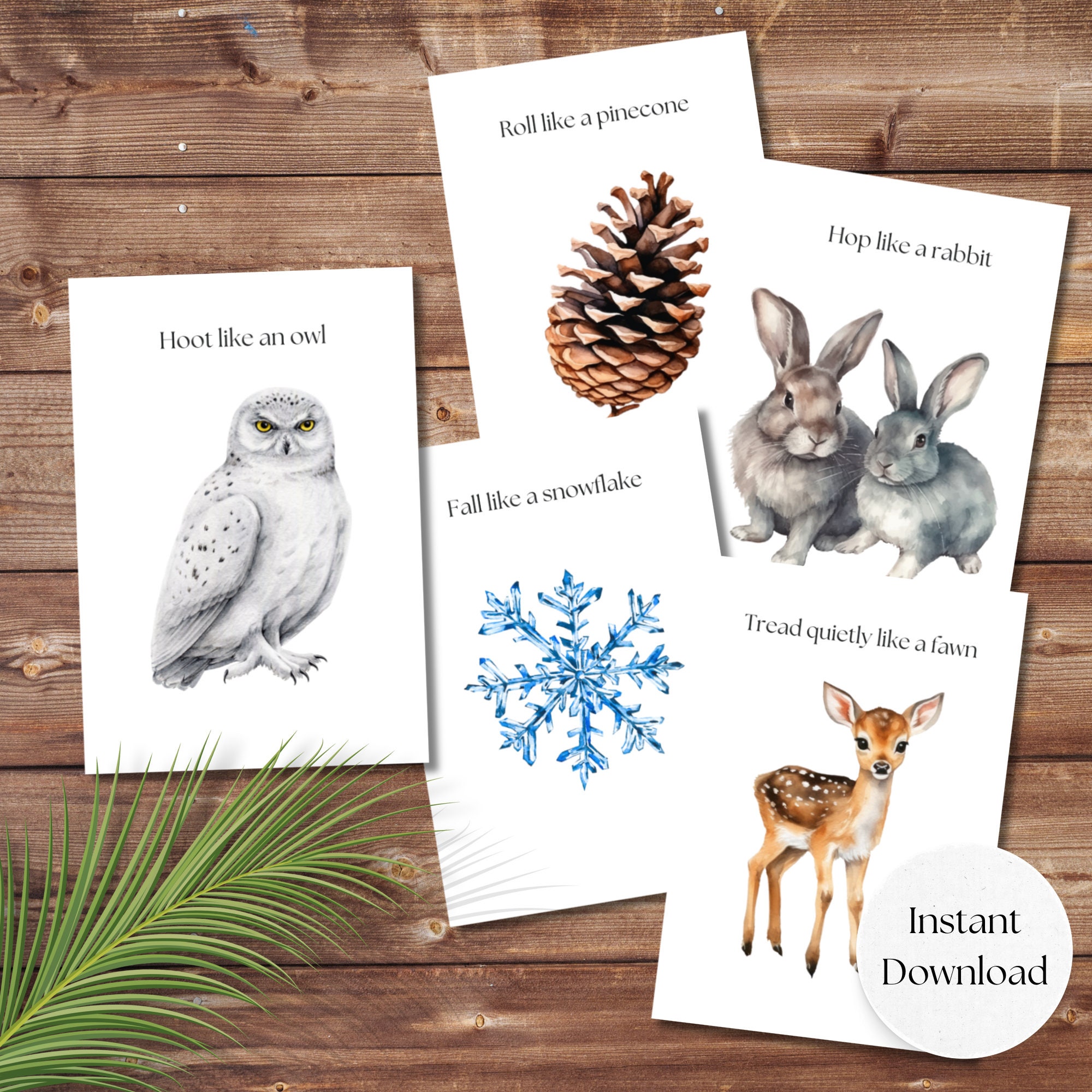 Movement Cards for Kids, 20 Printable, Instant Download, Winter Game ...