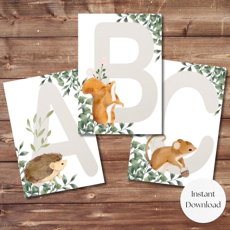 Alphabet Cards, ABC, 24 Printable, Instant Download, Watercolor ...