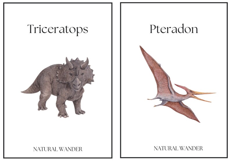 Dinosaur Flashcards, Printable, Instant Downloads, Watercolor Dinosaurs ...
